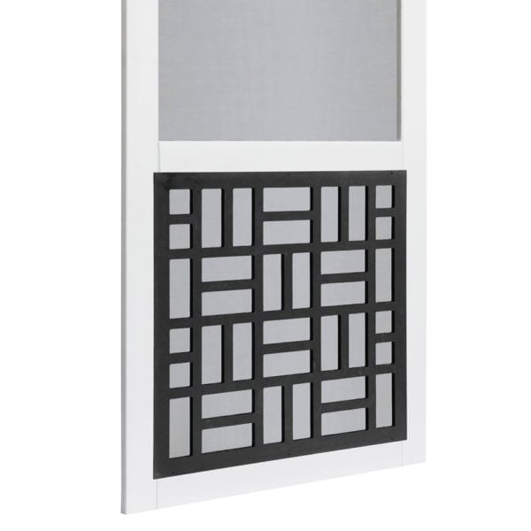 Basketweave Solid Vinyl Screen Door with Black Decorative Insert ...